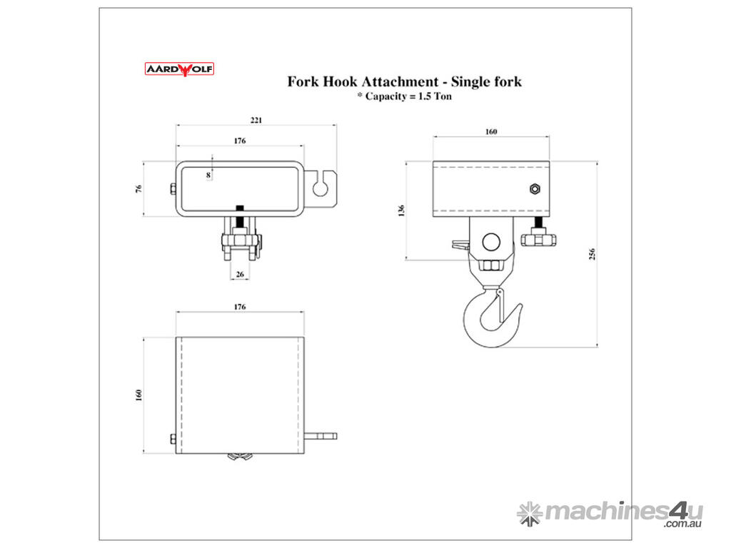 New Aardwolf Fork Hook Attachment - Single Fork for Lifting odd shaped ...