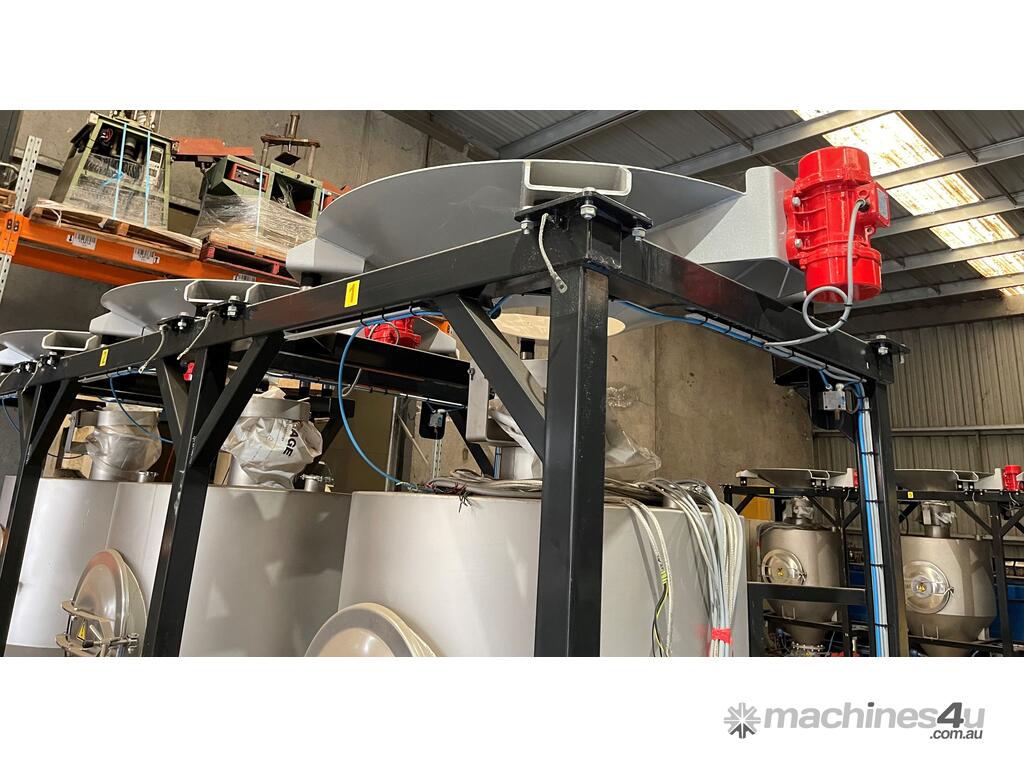 Used Dinnissen THREE Station Stainless Steel Debagging Hoppers with ...