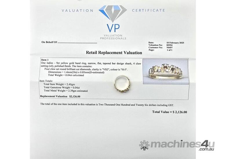 Used 9CT YELLOW GOLD & DIAMOND RING WITH $2K VALUATION 9CT YELLOW GOLD ...