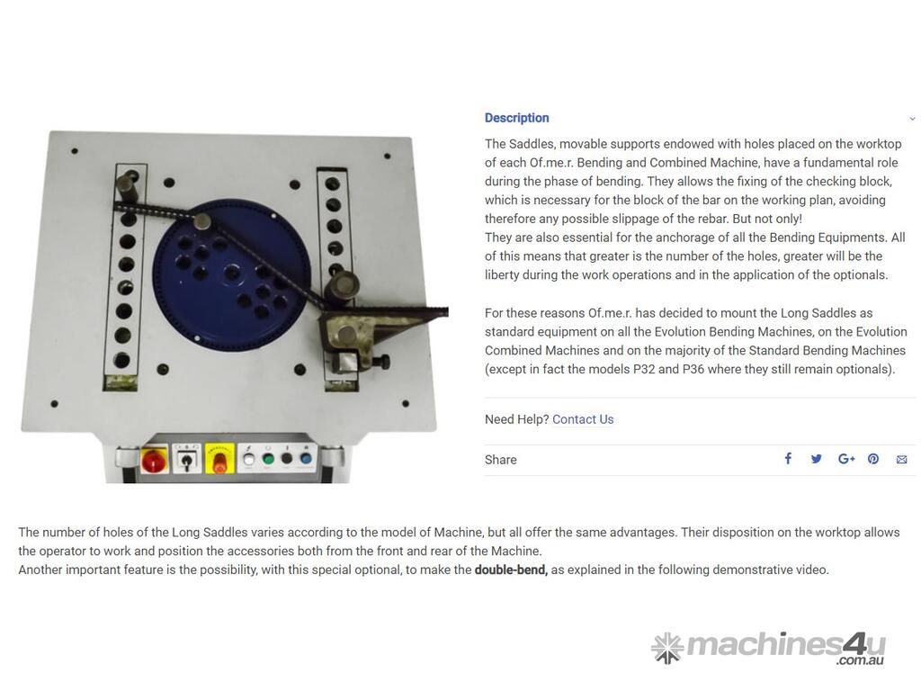 New Ofmer Rebar Bending Machines Standard Series Rebar Bending Machines ...