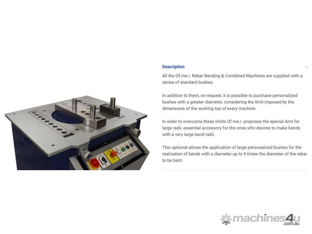 New Ofmer Rebar Bending Machines Standard Series Rebar Bending Machines ...