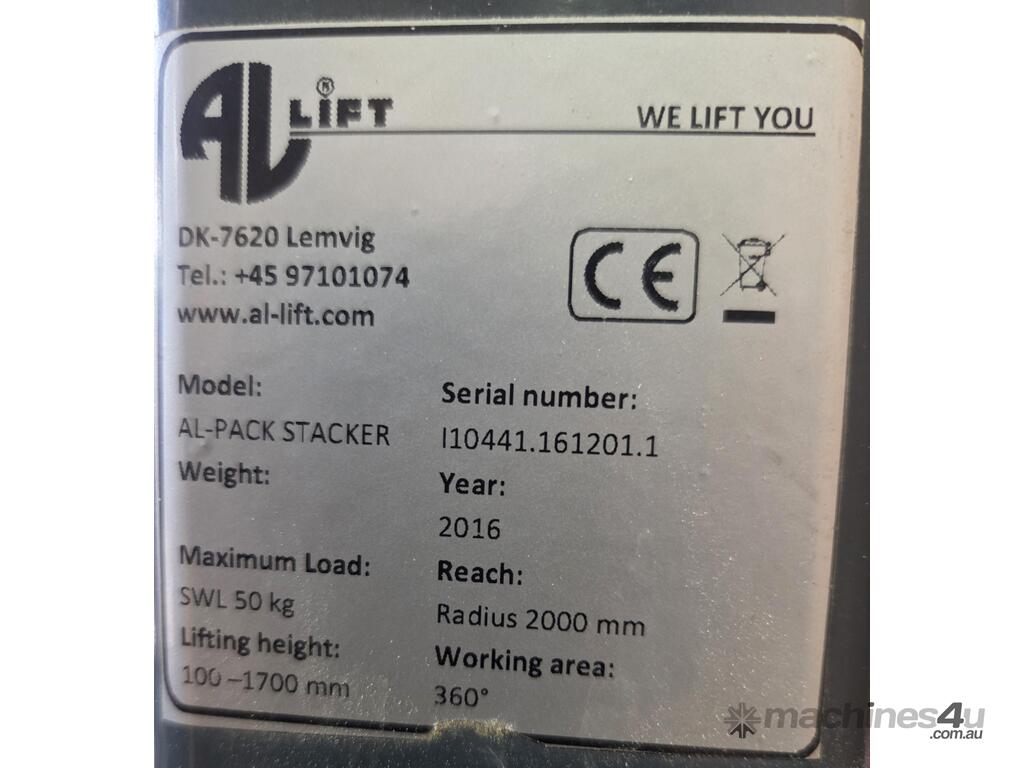 Used Al-Lift MOBILE 50kg VACUUM LIFTER WALKIE Pack Stacker Jib Crane ...