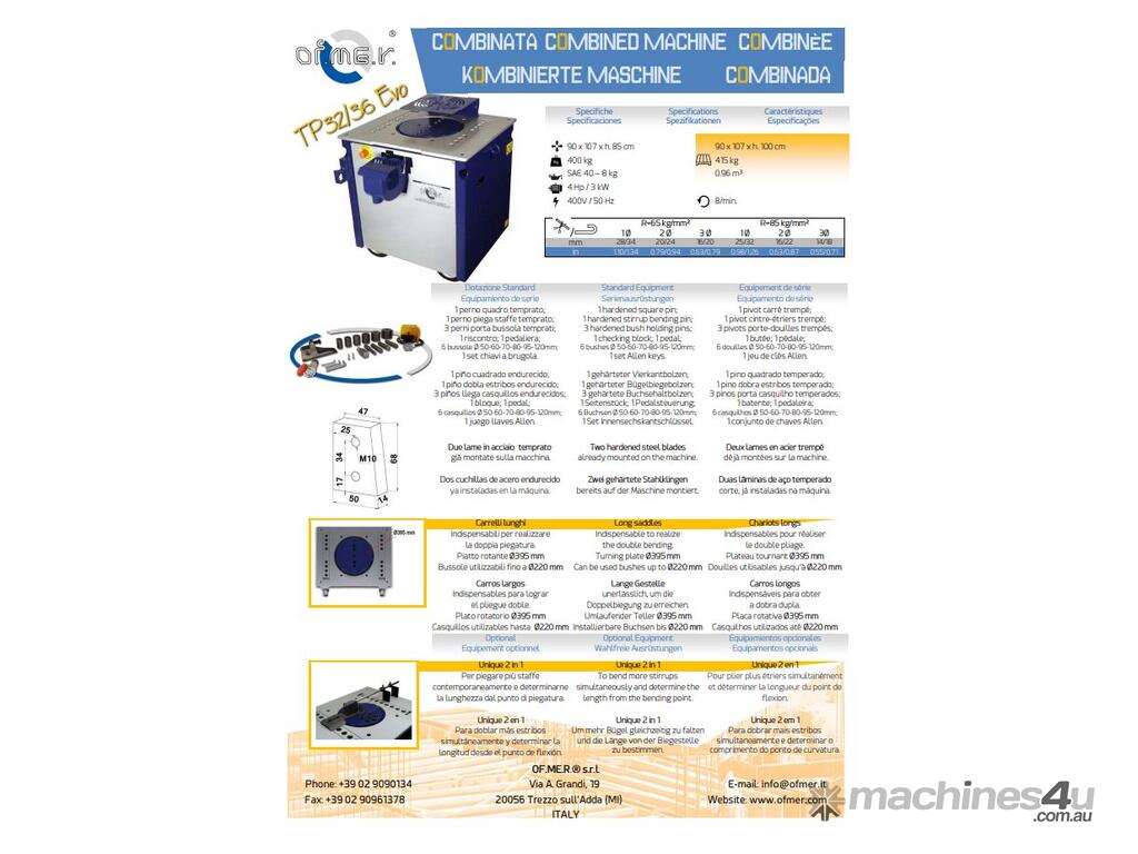 New Ofmer Rebar Combined Machines Evo Series Rebar Bending Machines in ...