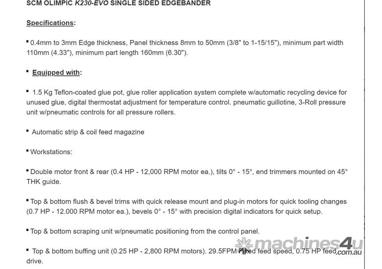 Used 2018 SCM Clean modern Italian Edger Hot Melt Edgebander (1128324 ...