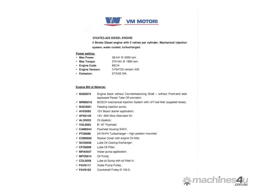 Buy New 2024 vm motori D754TPE3 Hammer Maskin Diesel Engines (767430)