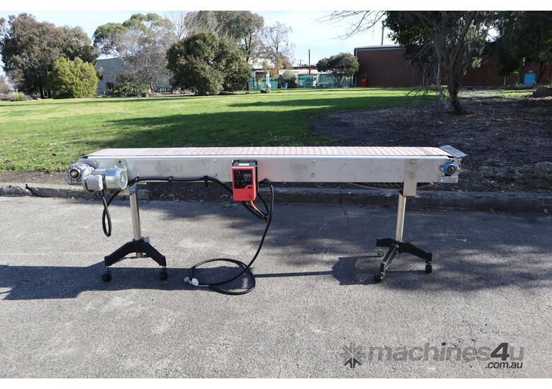 Used 2.3m L Stainless Steel Motorised Variable Speed Belt Conveyor 2 3m ...