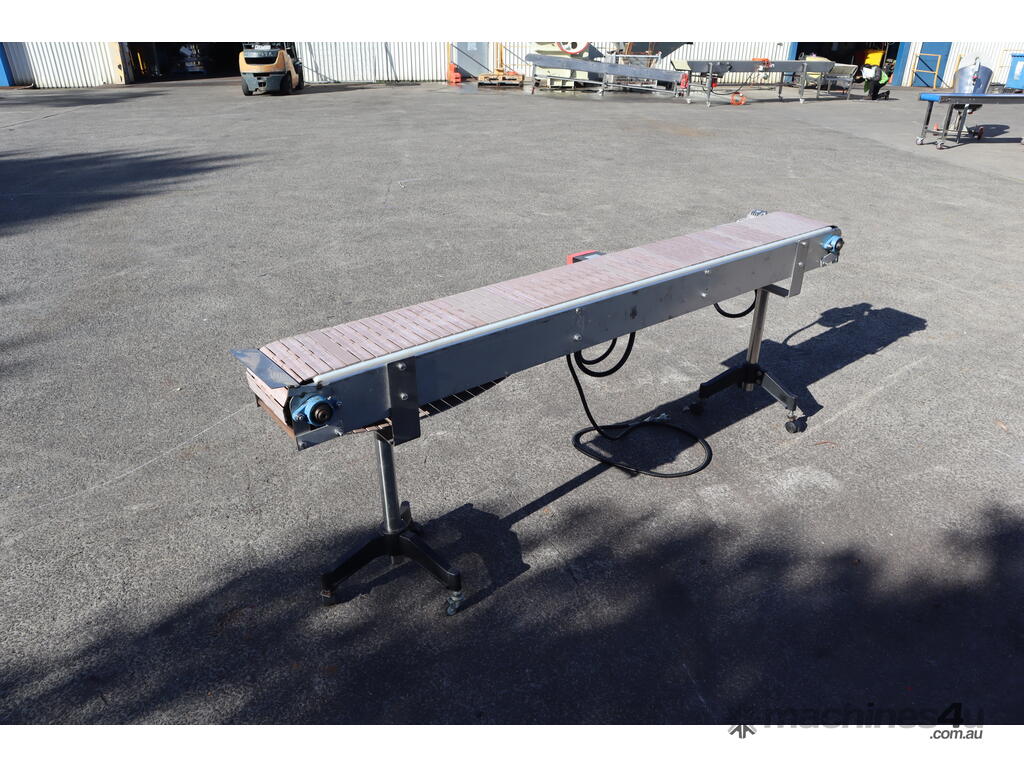 Used 2.3m L Stainless Steel Motorised Variable Speed Belt Conveyor 2 3m ...