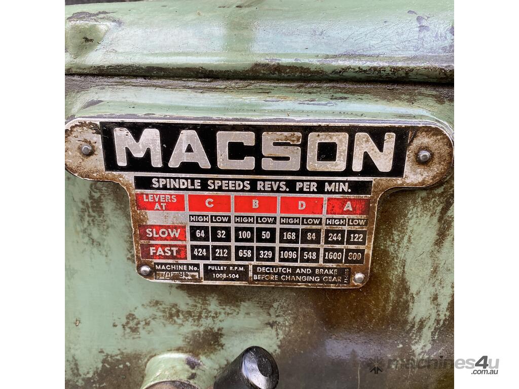 Used Macpherson Machine Tool Macson 16 inch Swing Lathe Fuerda 3 jaw ...