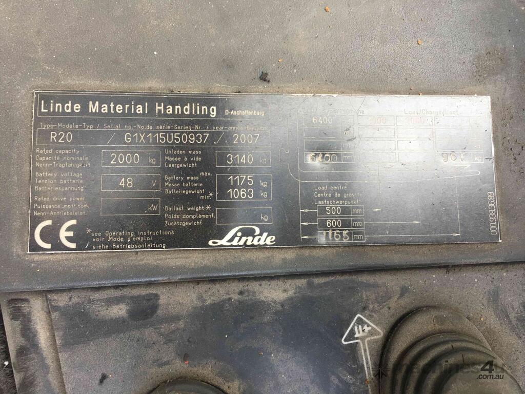 Used 2007 Linde NATIONAL FORKLIFT - LINDE R20 Late Model 6 4m Double ...