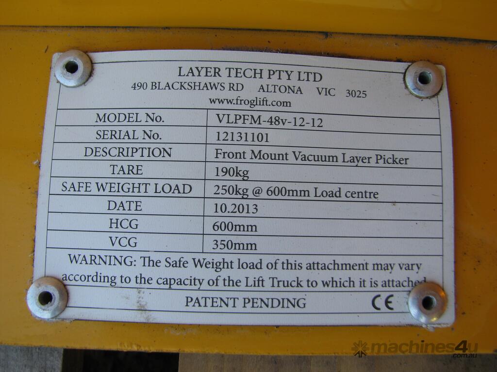 Used Frog Lift 120 x 120cm Vacuum Suction Lifter Layer Picker - Frog ...