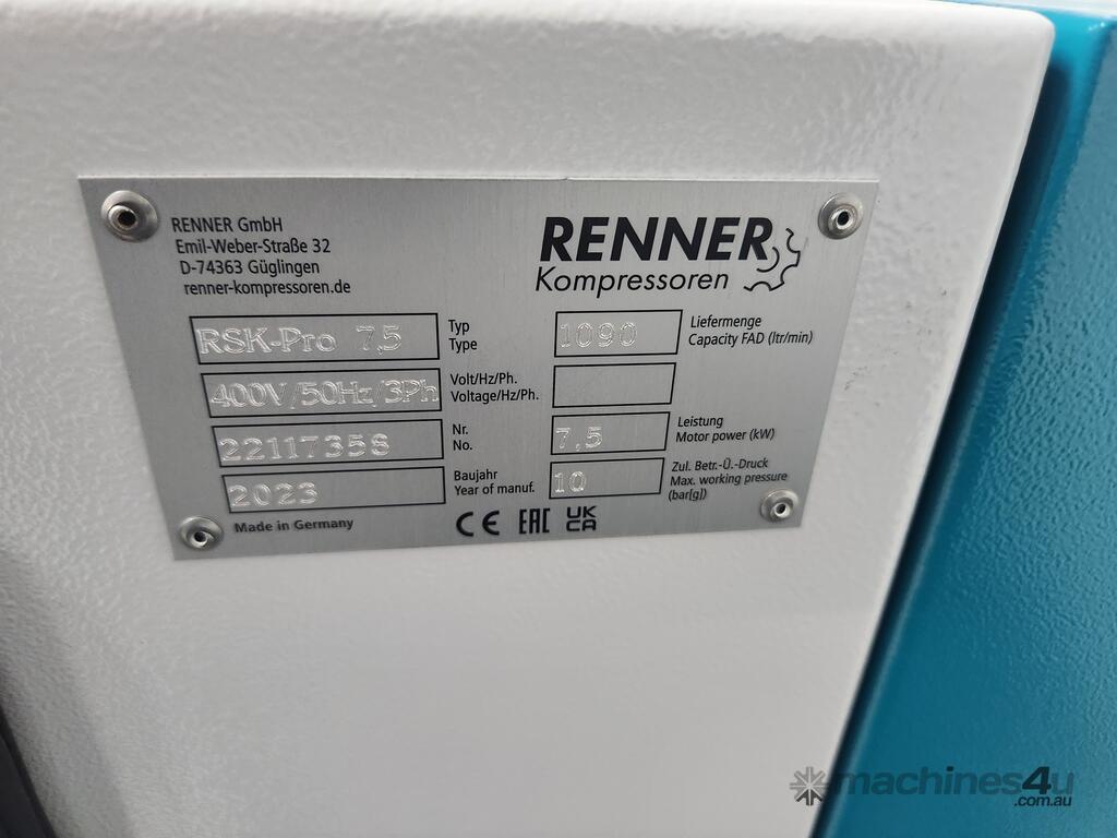 New 2023 Renner ALL COMPRESSOR - RENNER RSK-PRO 7 5-10 7 5kw GERMAN Rotary Screw Compressor (927941)