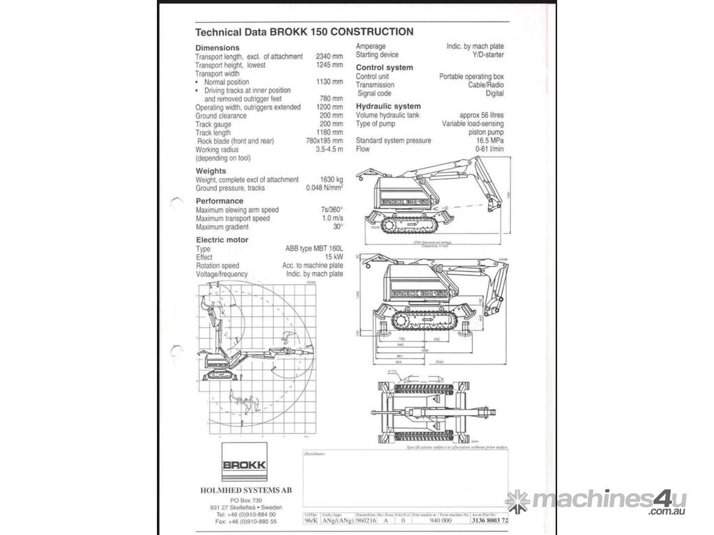 Used 2001 Brokk 150E Excavator Scrap Metal Shears in KEILOR EAST, VIC