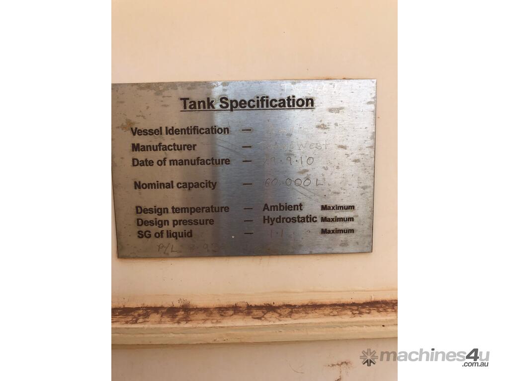 Used Not Specified Unknown 60 000L Water Tank Drill Blast Earthworks ...