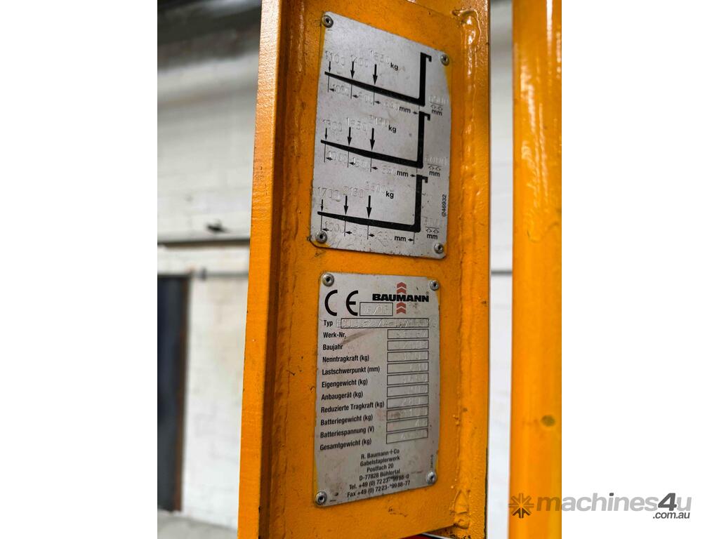 Used 2005 baumann ECU30-28 14-12 65 Side Loader Forklift in ROWVILLE, VIC