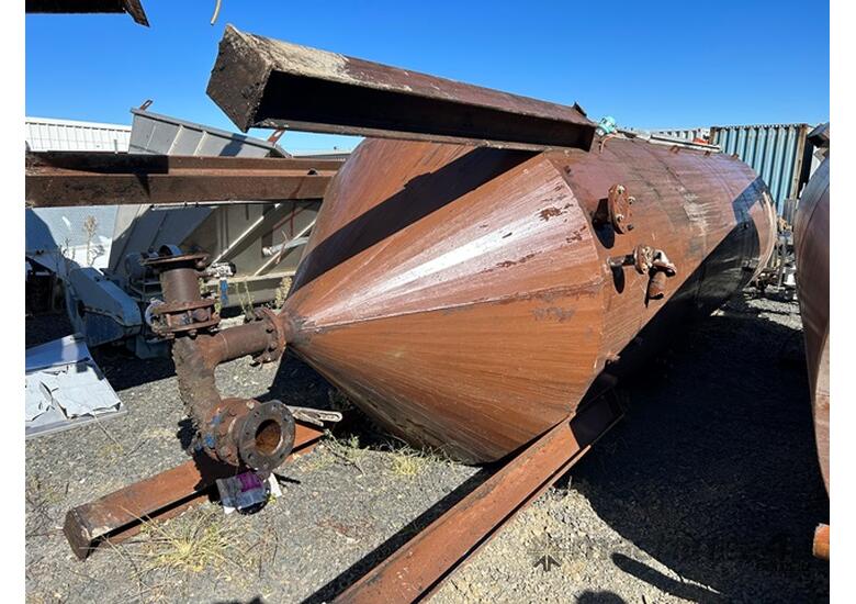 Used Tank Cone Bottom 6 2m overall x 1 9m Dia with Steam Coils ...