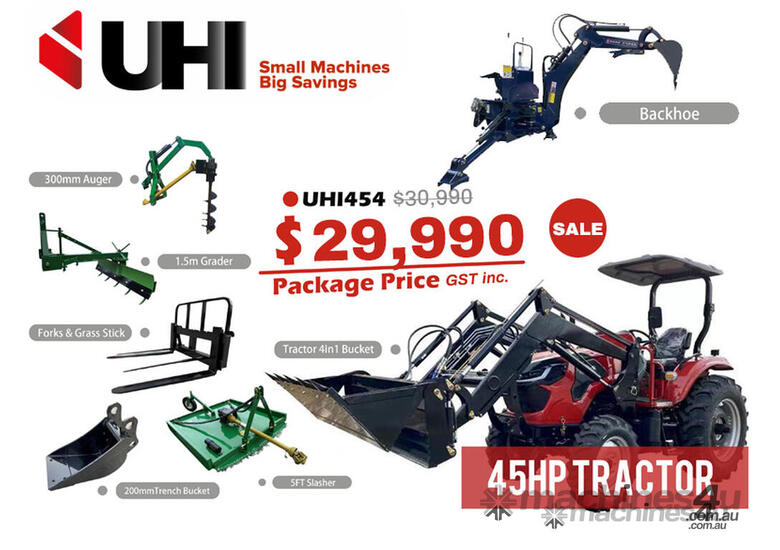 New 2025 UHI NEW UHI 45HP 4WD TRACTOR WITH 7 ATTACHMENTS WA ONLY Tractors (1076305) - Listed on ...