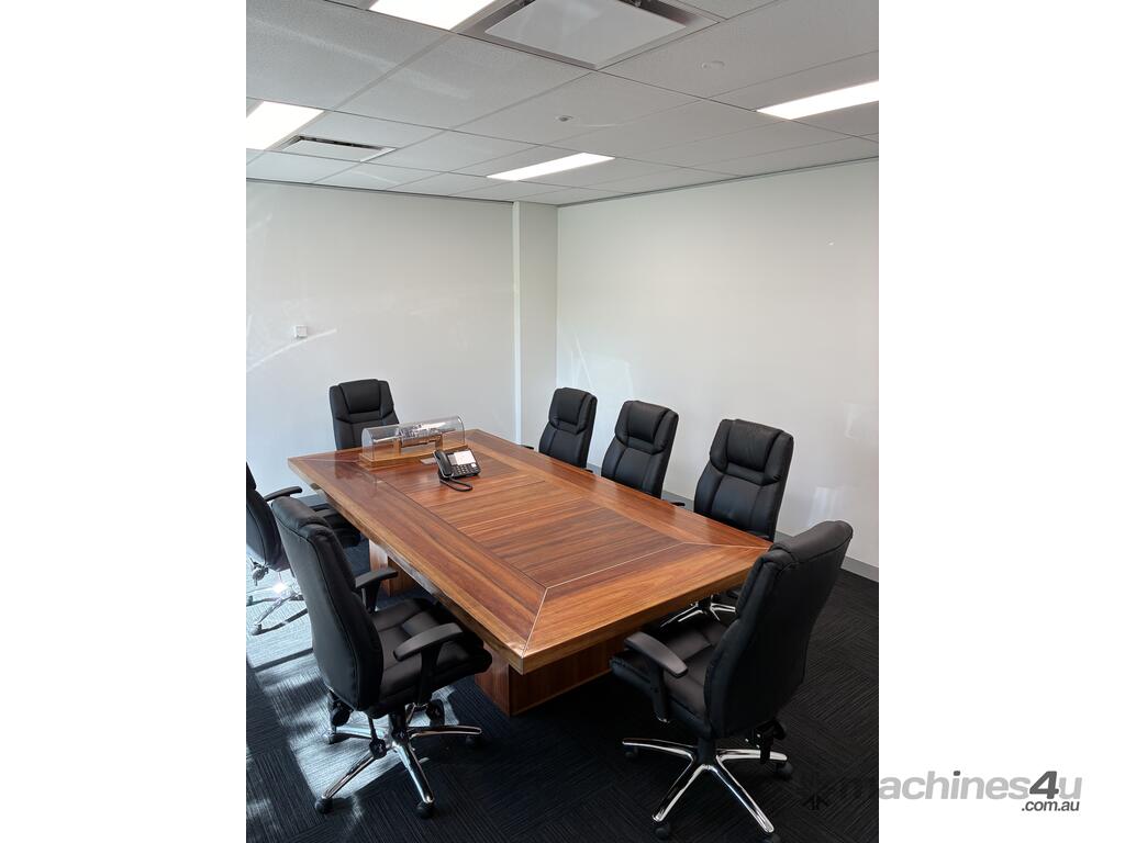 Used Custom-Australian Made Australian Made Solid Timber Boardroom Table 3m With 8 Executive ...