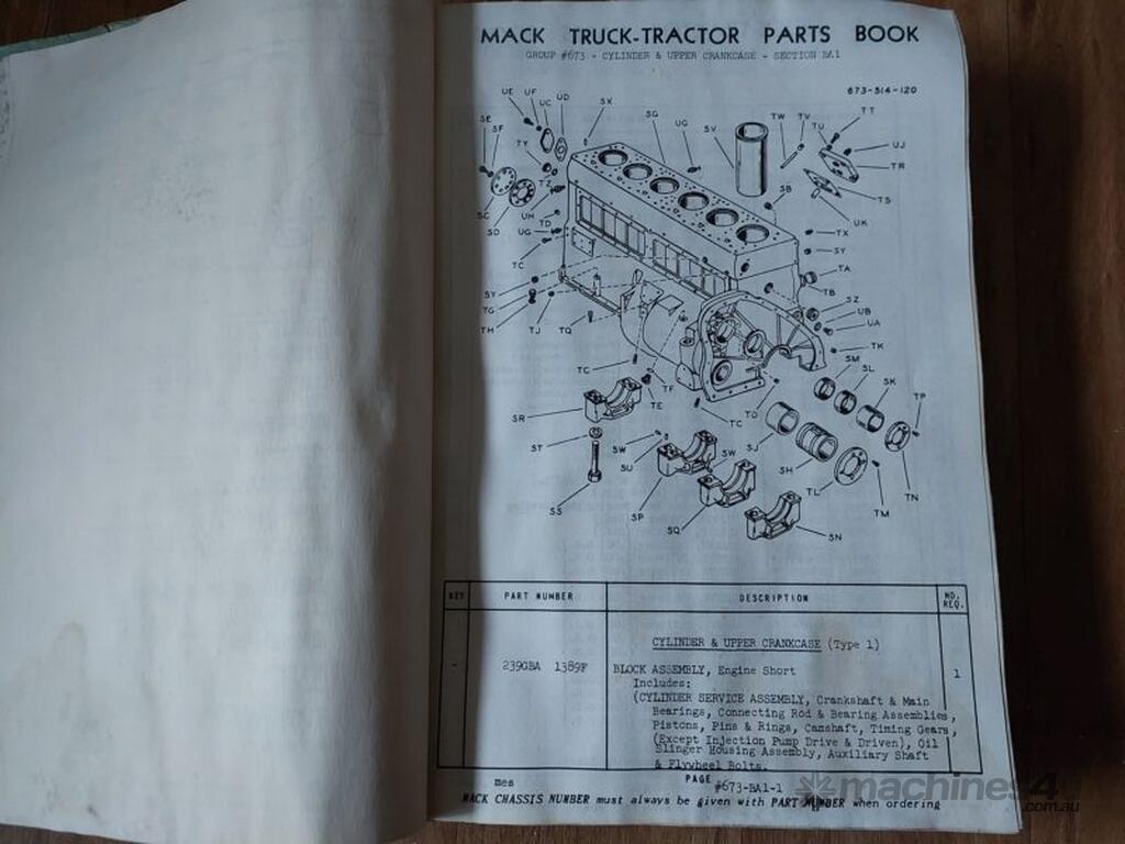 Buy Used Mack MACK Early R Model Parts Manual Truck and Vehicle Manuals ...