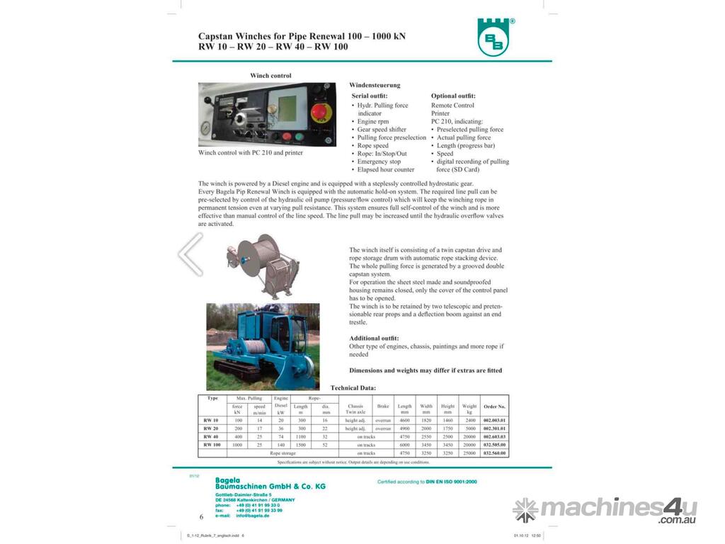 Used Bagella RW20 Portable Winches (819106)