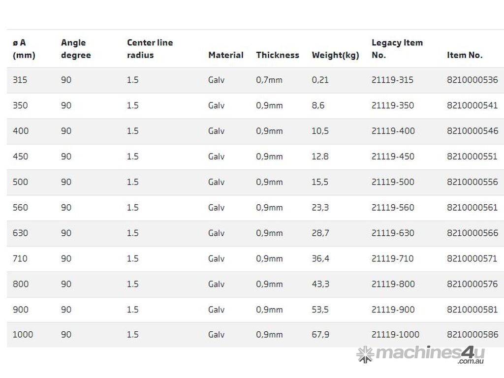 New Nordfab 90 Degree Flanged Segmented Bend Dust Extraction ...