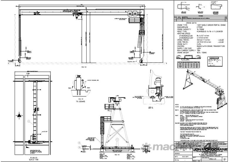 Used 2018 jdn monocrane 16 TONNE PORTAL CRANE Overhead Gantry Crane ...