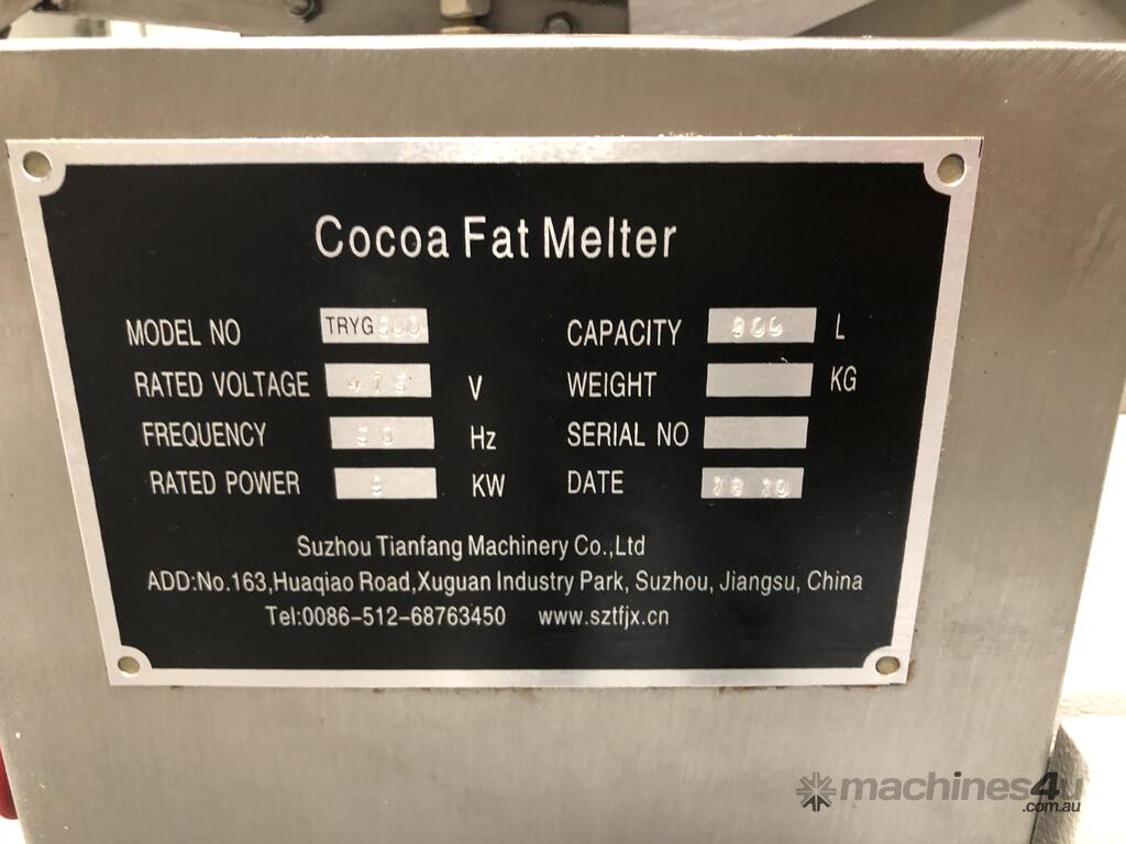 Used Suzhou Tianfang Machinery Co Cocoa Fat Melter in , - Listed on ...