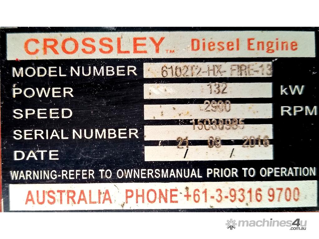 Buy Used 2016 crossley 610212-HX Diesel Engines in MALAGA, WA