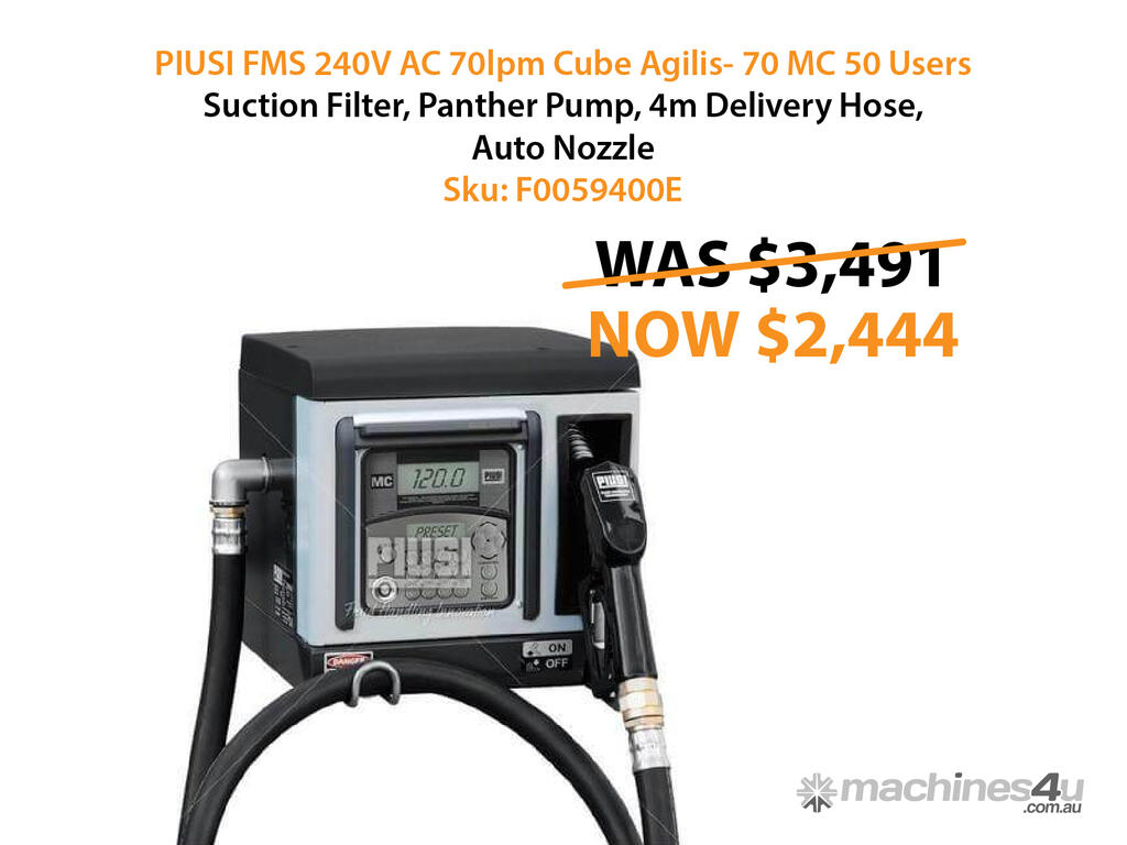 New piusi EOFY DEAL PIUSI FMS 240V AC 70lpm Cube Agilis (1126307)