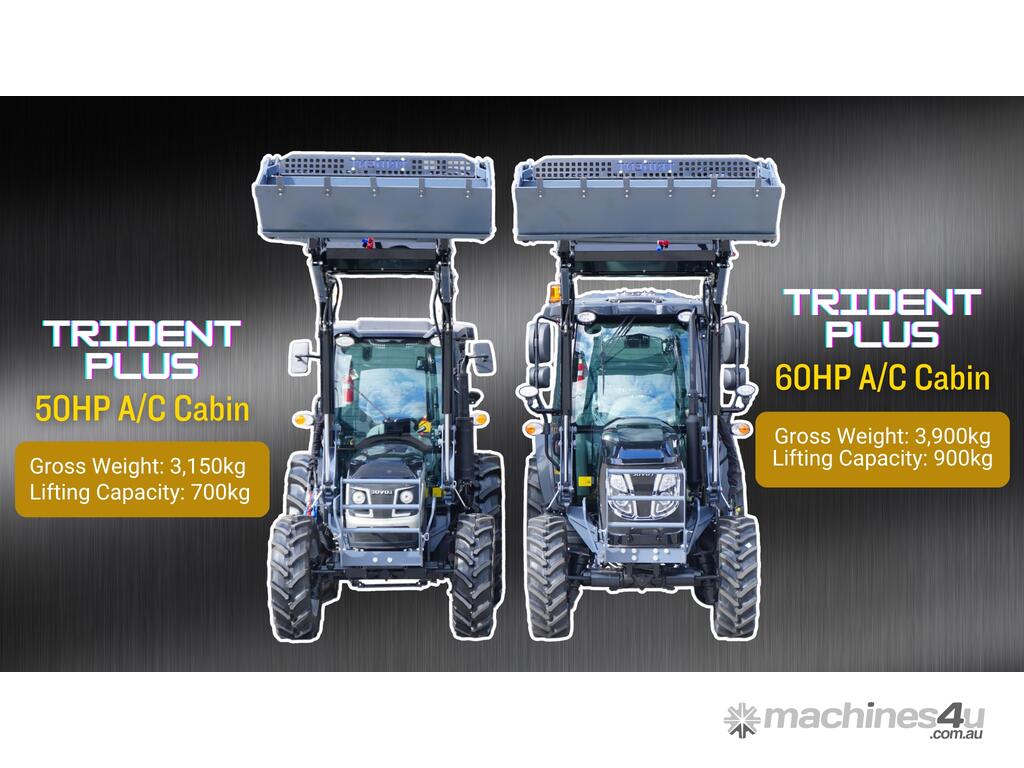 New trident Trident Plus Synchromesh Model 50HP 4WD A C Cabin Tractor with 4-in-1 Bucket XXXkg ...