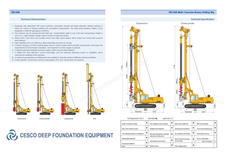 New 2019 xcmg Bore Pile CFA Drilling Rig XR130 Cesco Deep Foundation ...