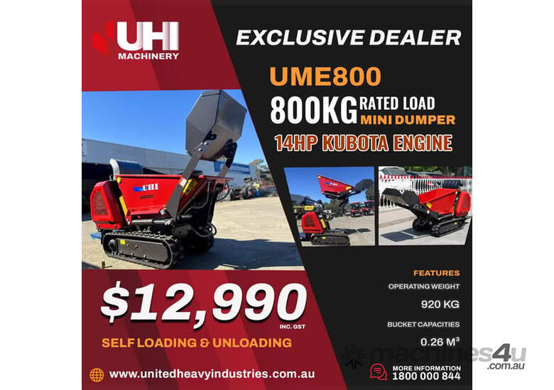 New UHI NEW UHI UME800 SELF LOADING DUMPER 800KG CAPACITY WA ONLY Tracked Mini Loaders (1076476 ...