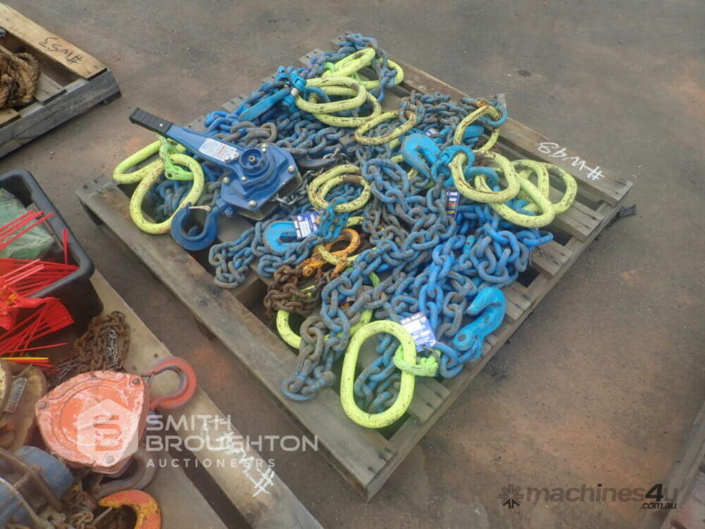 Used PALLET COMPRISING OF LIFTING CHAINS A CHAIN BLOCK Chain Block in ...