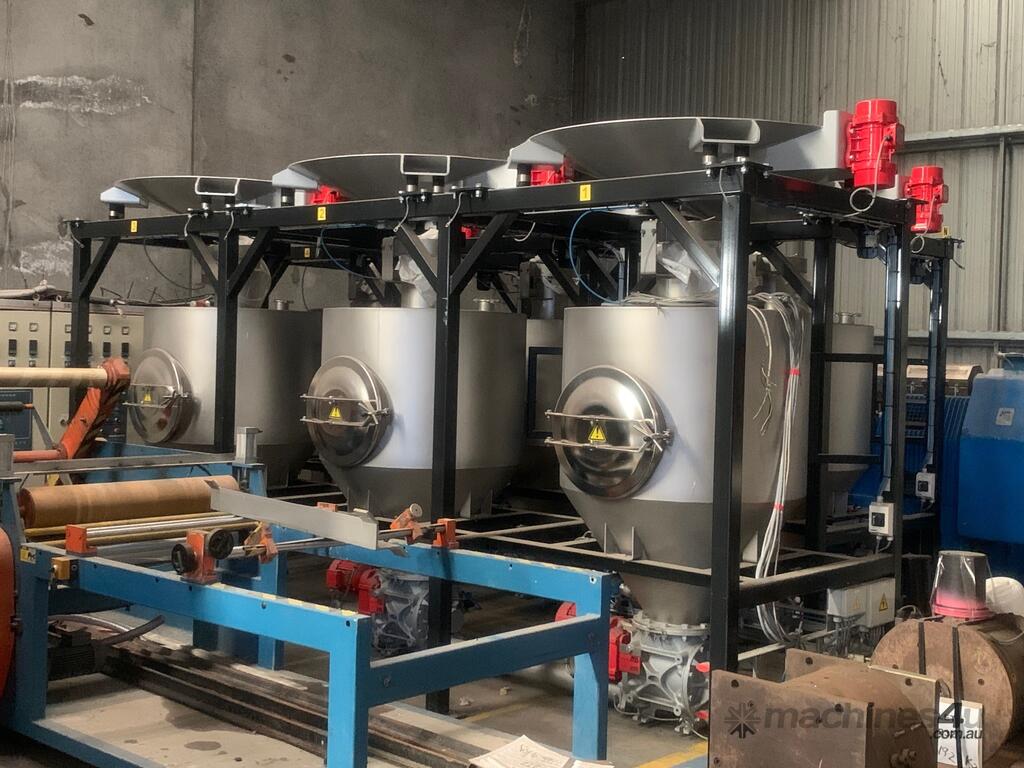 Used Dinnissen THREE Station Stainless Steel Debagging Hoppers with ...