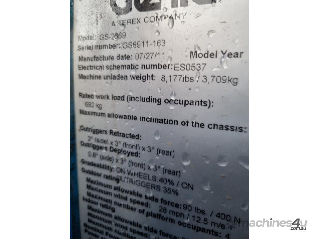 Used 2011 Genie GS2669RT Rough Terrain Scissor Lift (1027081)