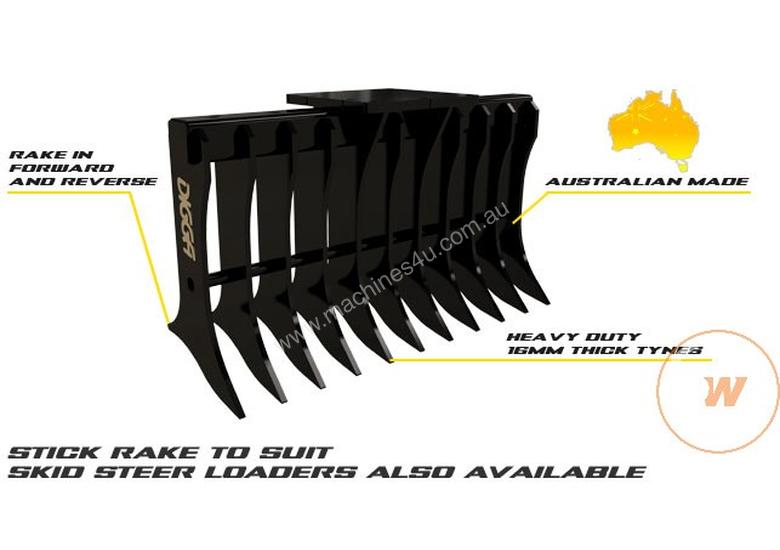 New 2019 digga DIGGA STICK RAKE SKID STEER EXCAVATOR TRACTOR BOBCAT ...