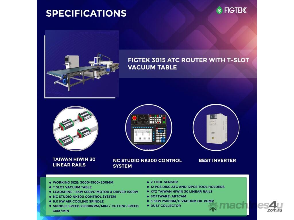New 2024 figtek 3015 ATC Flatbed Nesting CNC in RAVENHALL, VIC (829889)