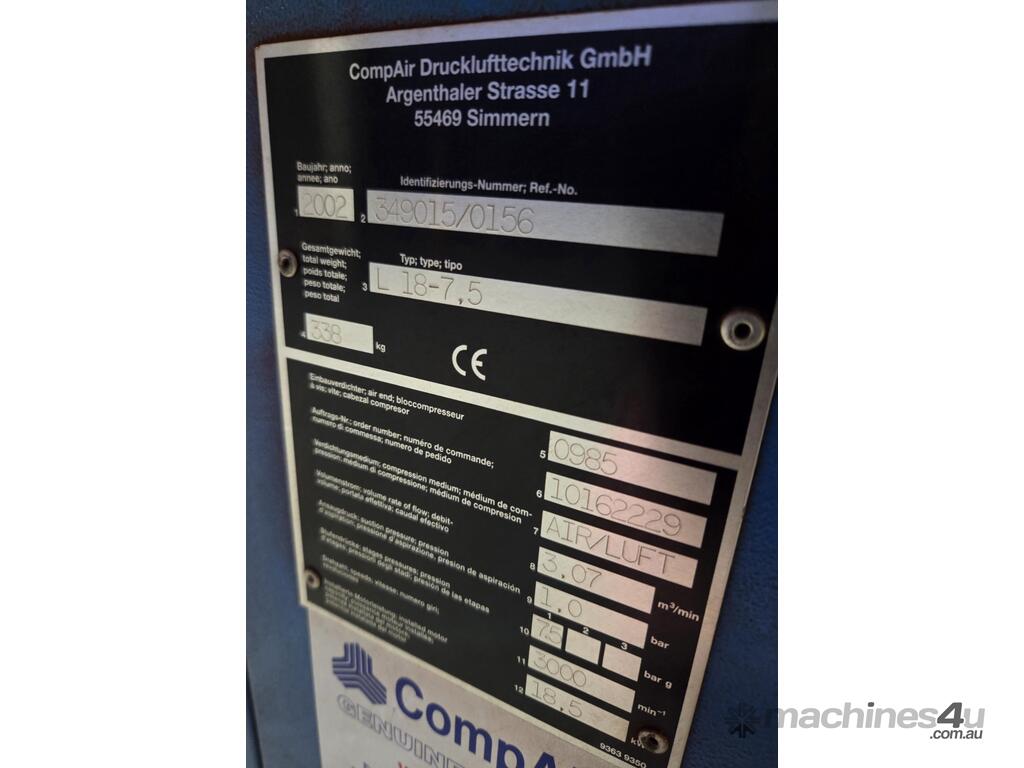 Used compair CompAir L18 18kw 3650 Focus 15kw 2in1 Champion Pilotair ...