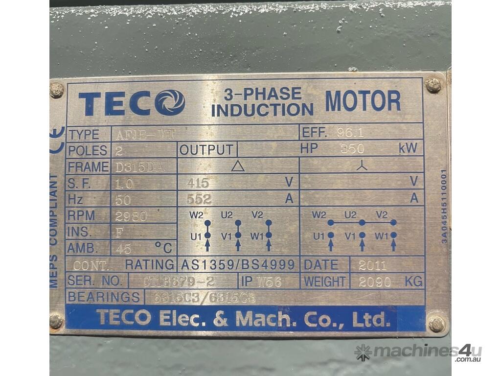 Used 2011 teco AFJE-WT D315DA AC Motors (861990)