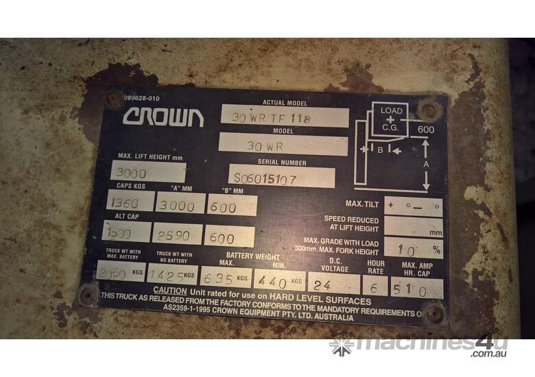 Used Crown Crown 30 WRTF Forklift and Charger Walkie Stackers in ...