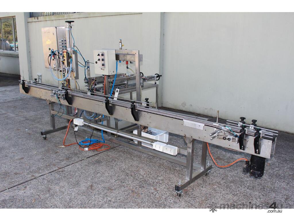 used Piston Filler with Conveyor System Liquid Filler in CONDELL PARK, NSW