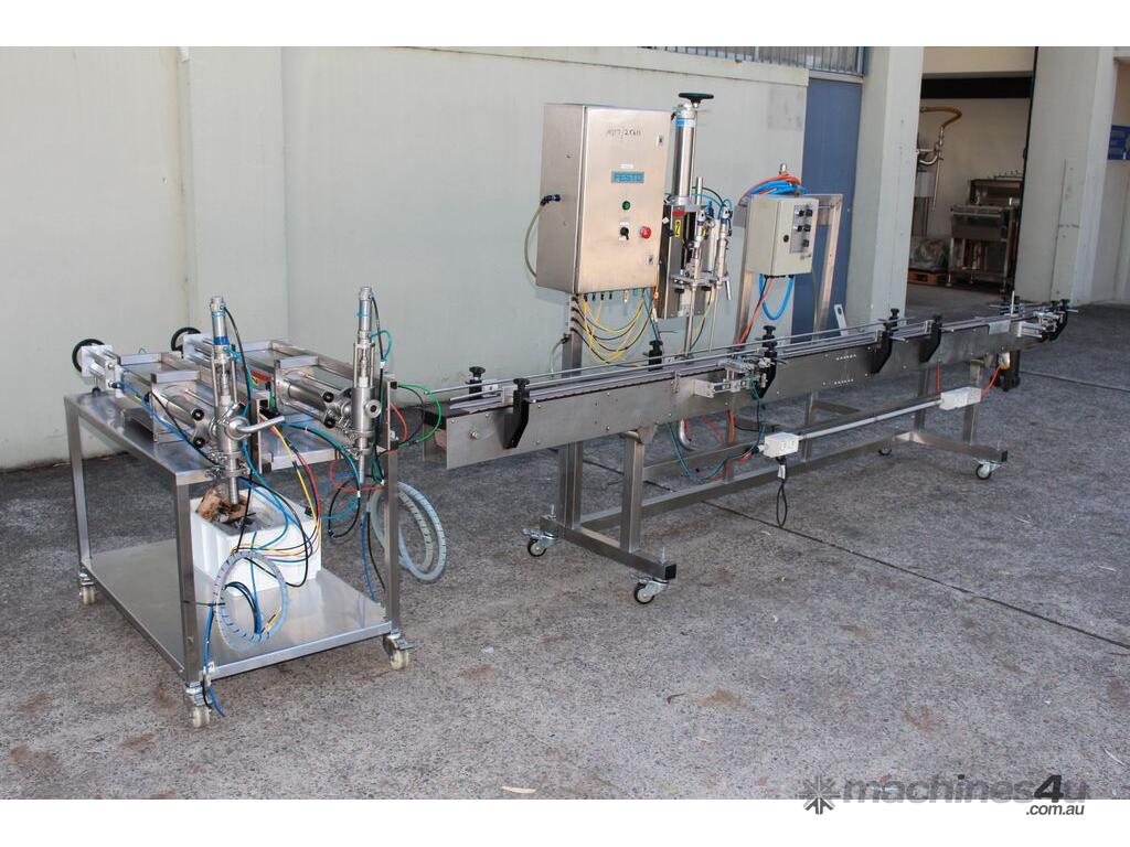 used Piston Filler with Conveyor System Liquid Filler in CONDELL PARK, NSW